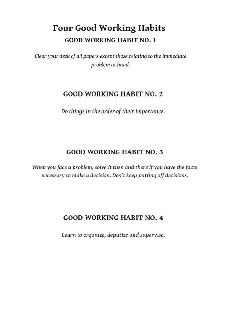 4 Good Working Habits | PDF