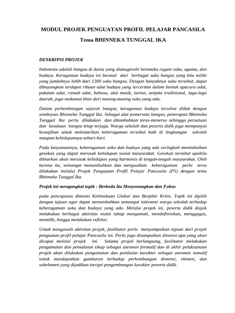 Modul Projek Penguatan Profil Pelajar Pancasila Baru | PDF