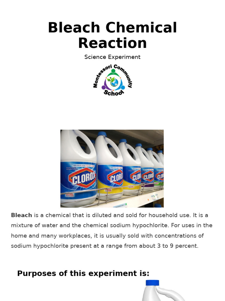 Bleach Reaction Science Experiment | PDF
