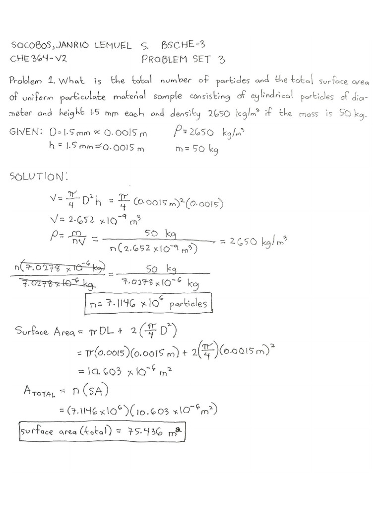 SocobosJLS CHE364 ProblemSet3 | PDF