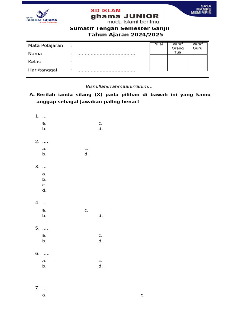 Format Soal 2425 | PDF