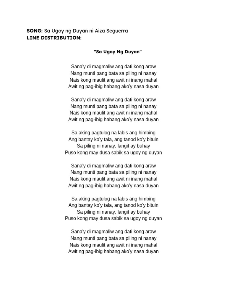 (Filipino) Oyayi Performance | PDF