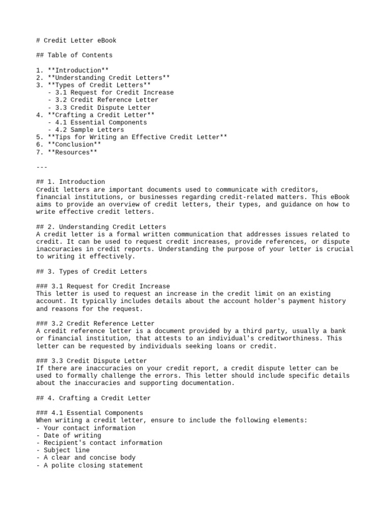 Credit Letter Writing Guide | PDF | Credit History | Career & Growth