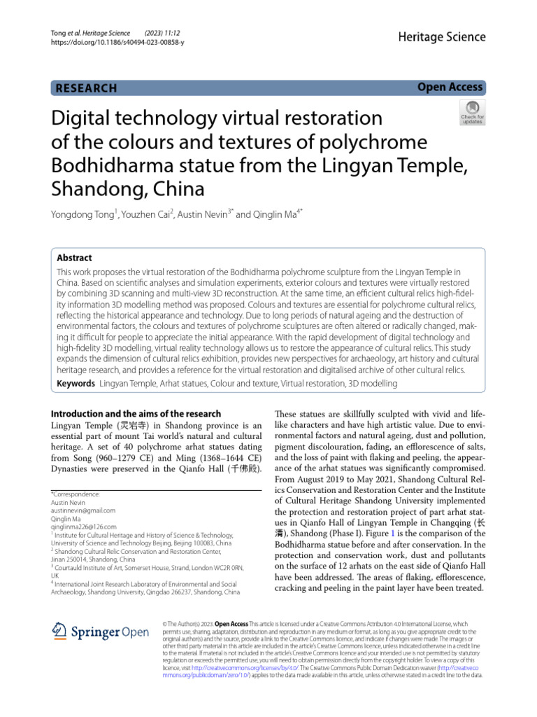 Digital Technology Virtual Restoration of The Colours and Textures of ...