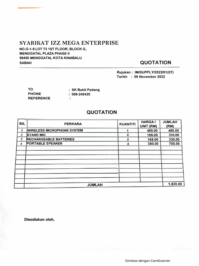 Quotation Alat Muzik (Updated) | PDF