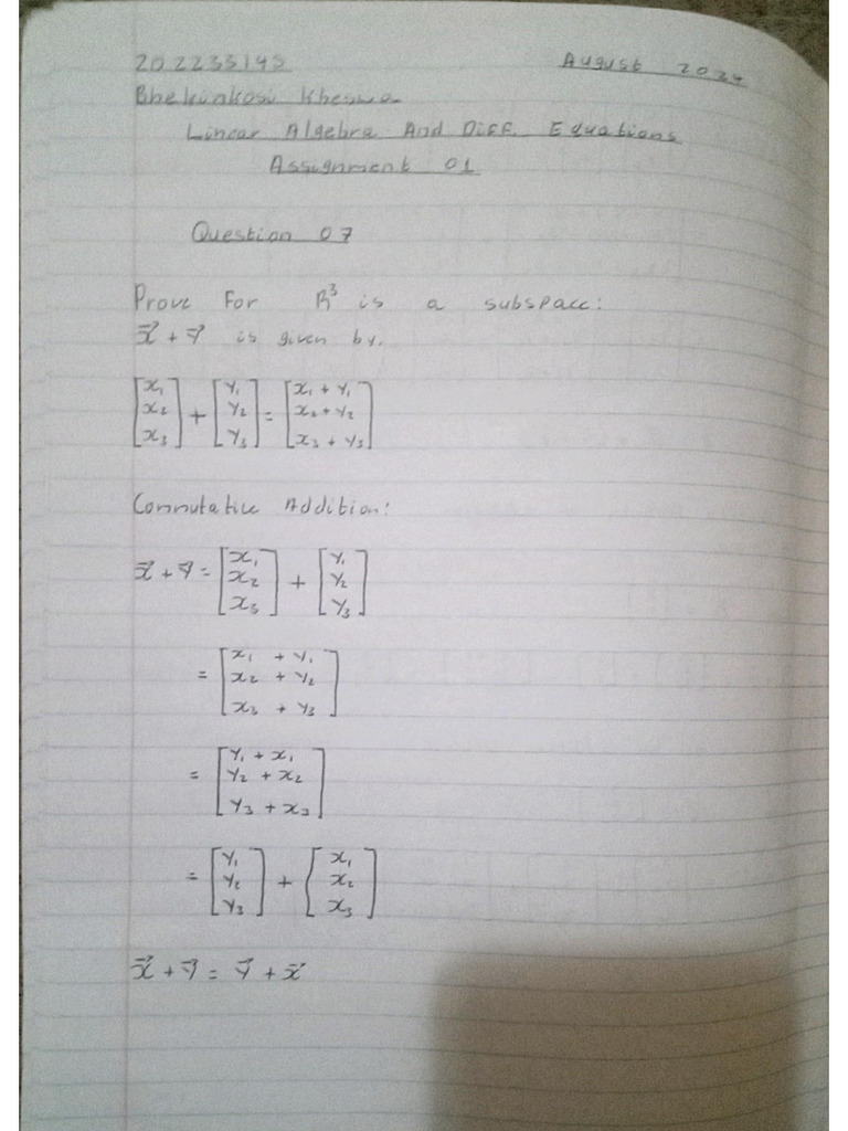 Linear Algebra Assignment 1 | PDF