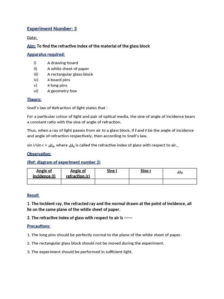 Experiment Number 3 | PDF