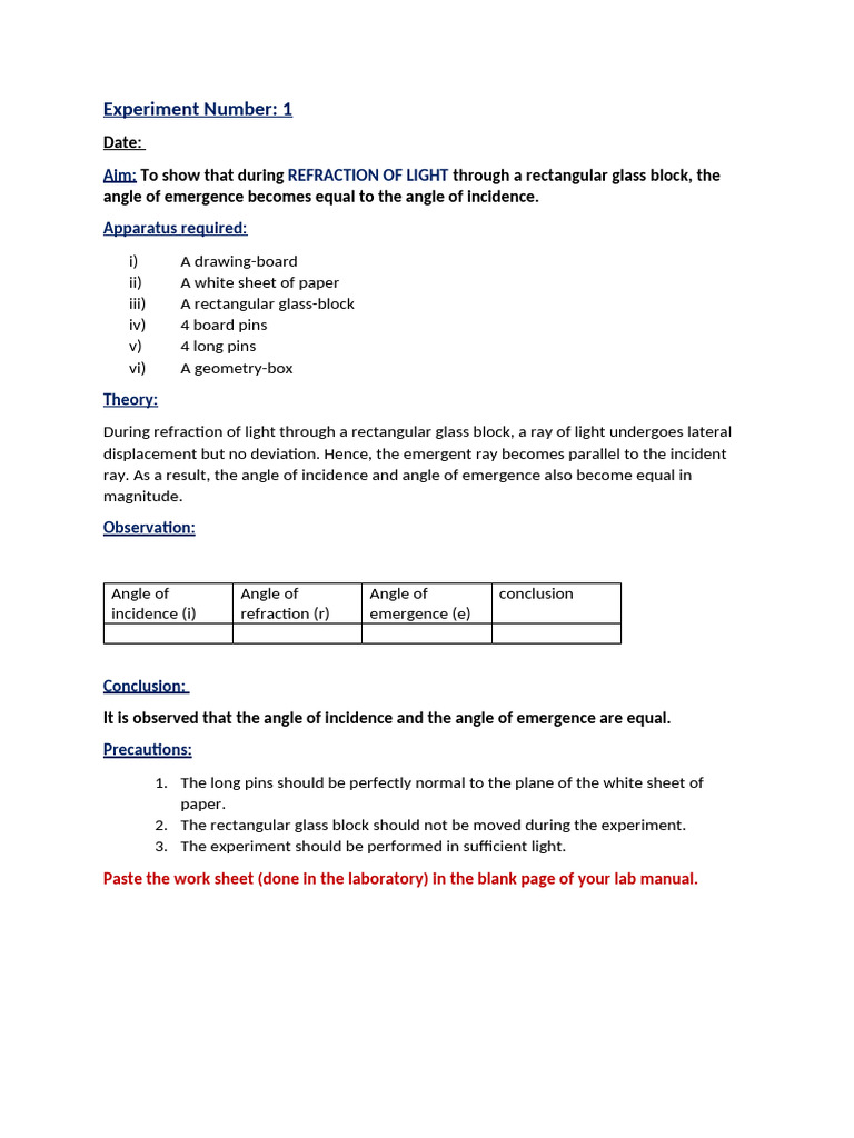 Experiment Number 1 | PDF
