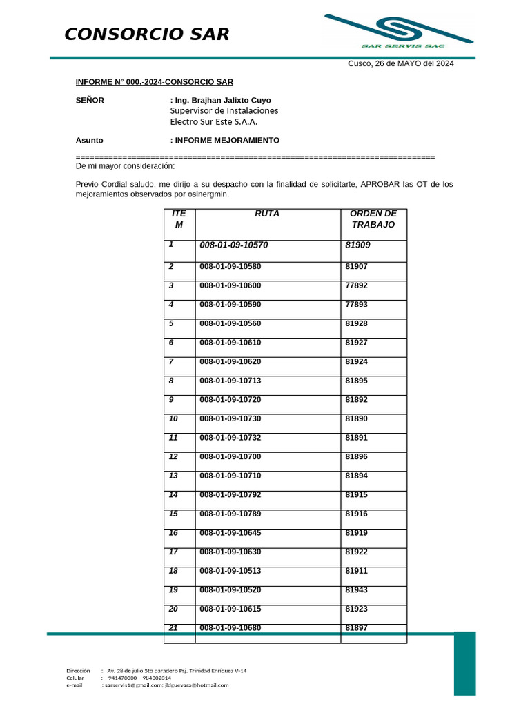 CARTA DE PRESENTAR SAR 01 | PDF