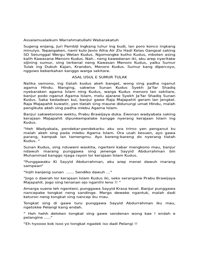 DONGENG SUMUR TULAK - Jevio | PDF