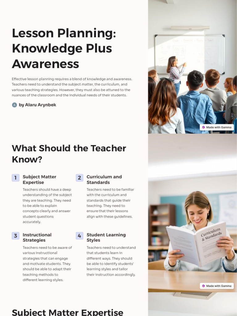 Lesson-Planning-Knowledge-Plus-Awareness | PDF