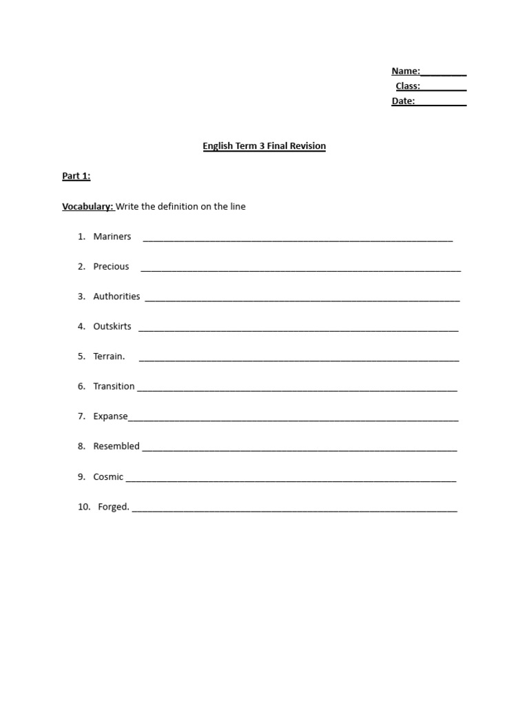 Grade 5 Term 3 Final Revision | PDF