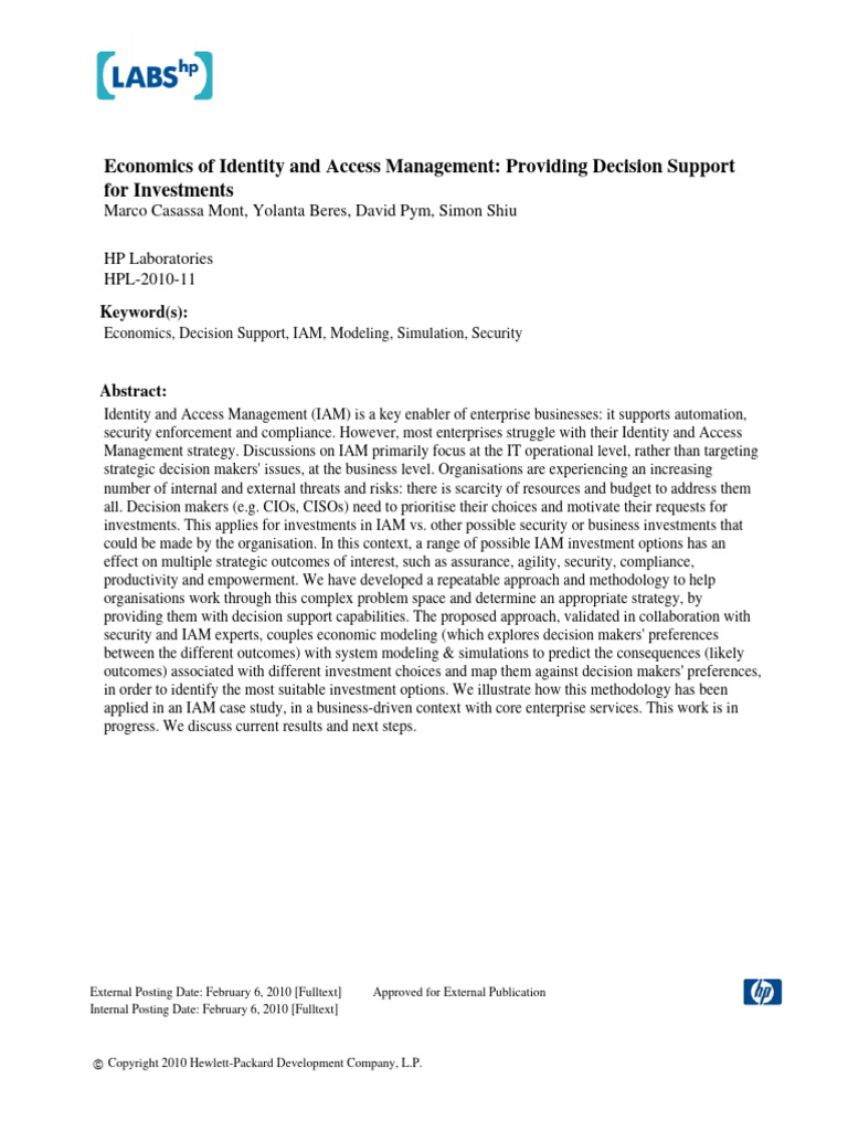 Economics of Identity and Access Managem | PDF
