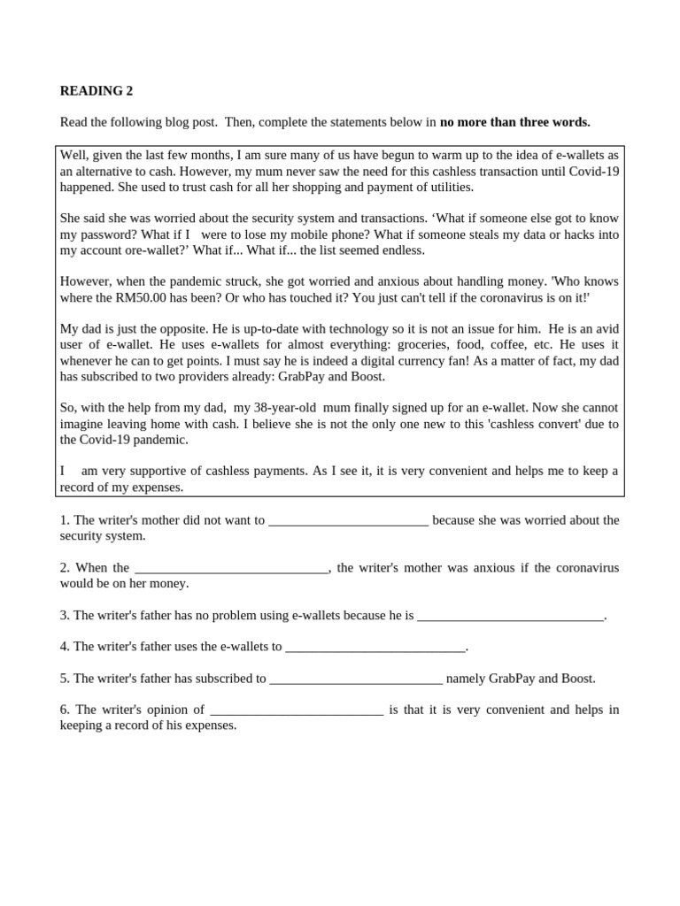 Reading and Answer Questions 2 | PDF