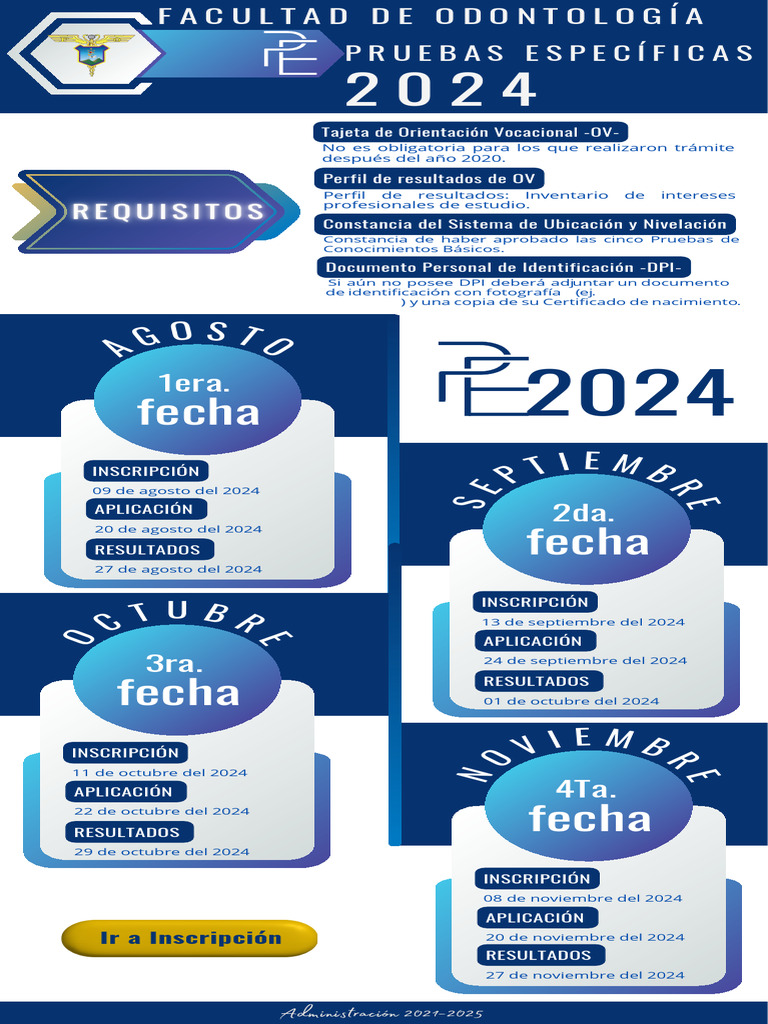 Calendario Prueba Específica FOUSAC 2024 | PDF