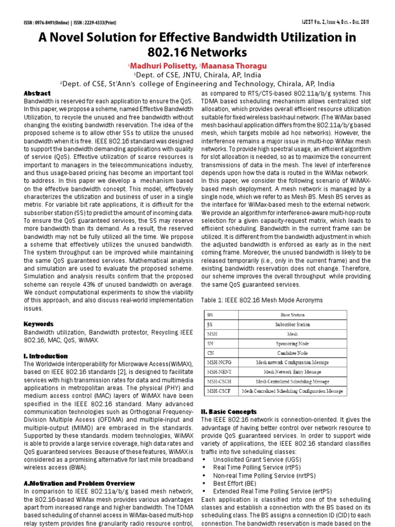 Bandwidth Recycling | PDF | Wi Max | Quality Of Service