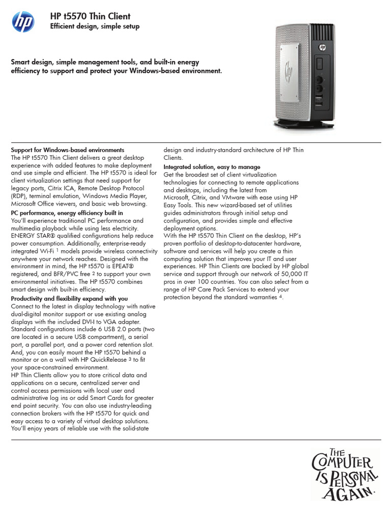 Thin Client t5570 Document | PDF | Microsoft Windows | Computer Engineering