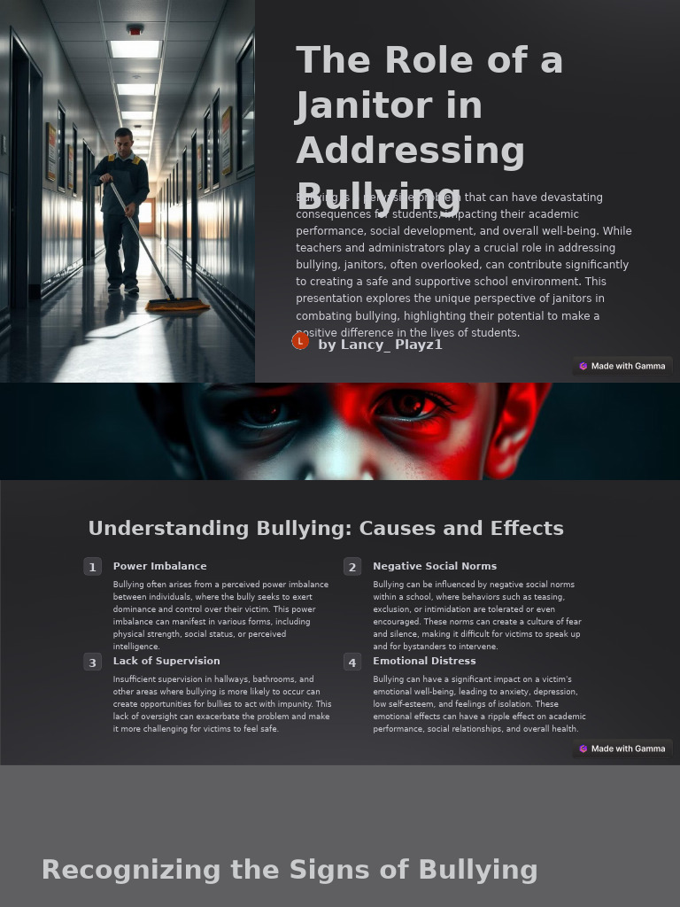 The Role of A Janitor in Addressing Bullying | PDF