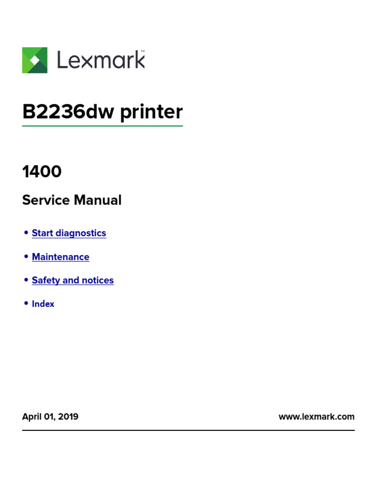 B2236dw Printer: Service Manual | PDF
