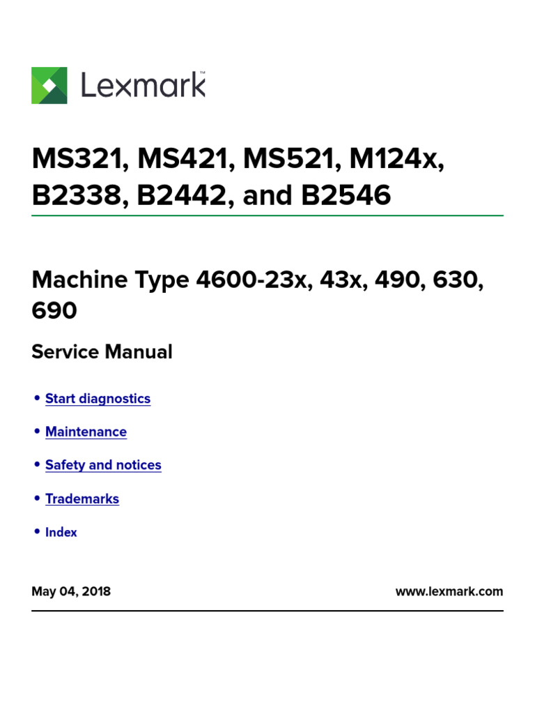 MS321, MS421, MS521, M124x, B2338, B2442, and B2546: Machine Type 4600 ...
