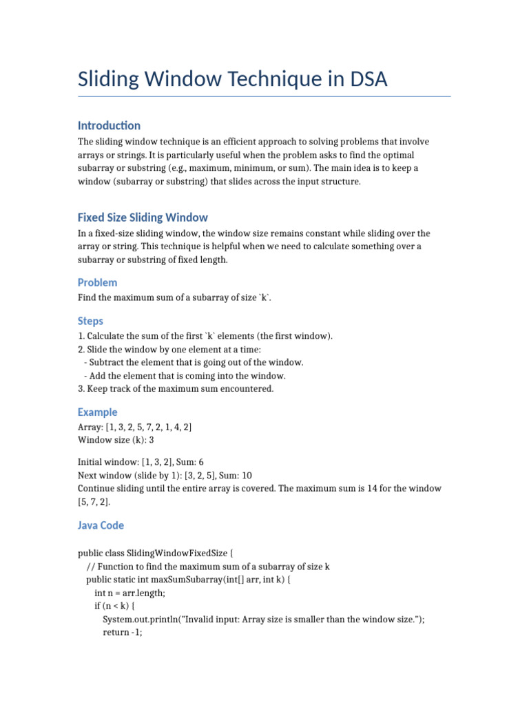 Sliding Window Technique | PDF