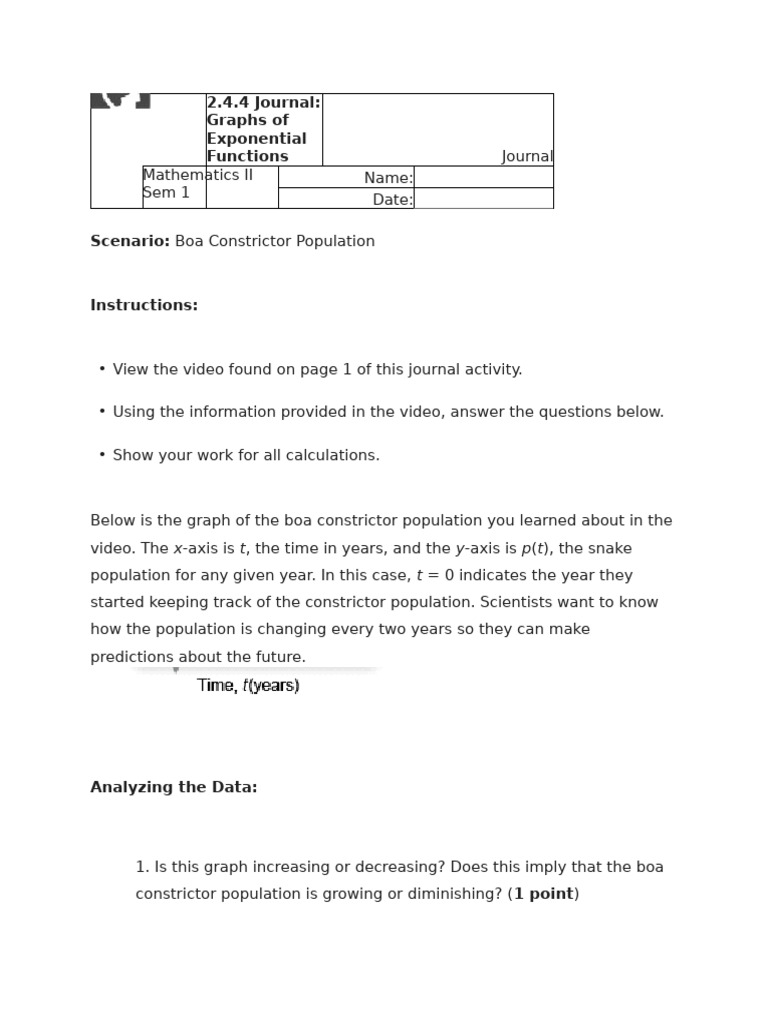 2.4.4 Journal - Graphs of Exponential Functions (Journal) | PDF