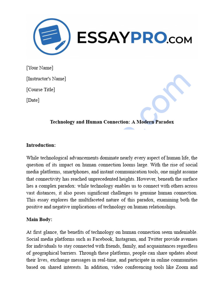 Technology and Human Connection 10de0adcf0 | PDF