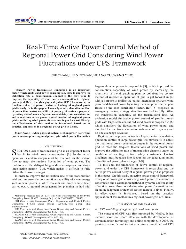 Real-Time Active Power Control Method of Regional Power Grid Considering Wind Power Fluctuations ...