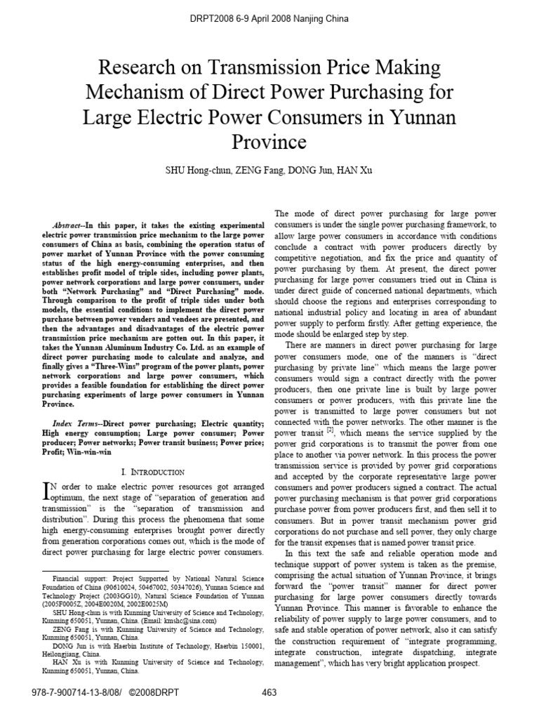 Research On Transmission Price Making Mechanism of Direct Power ...