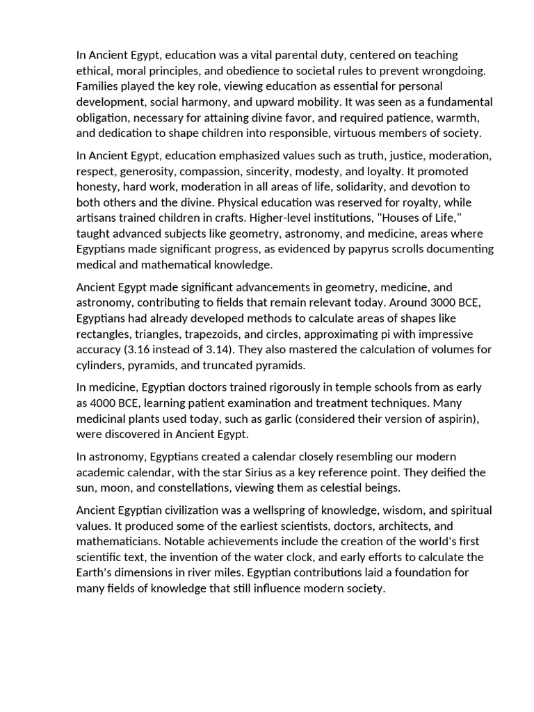 Educatia in Egiptul Antic My Version | PDF