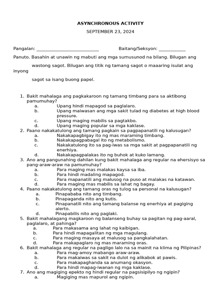 2-Day Mapeh 4 Activity Sheet Sept 23-24, 2024 | PDF