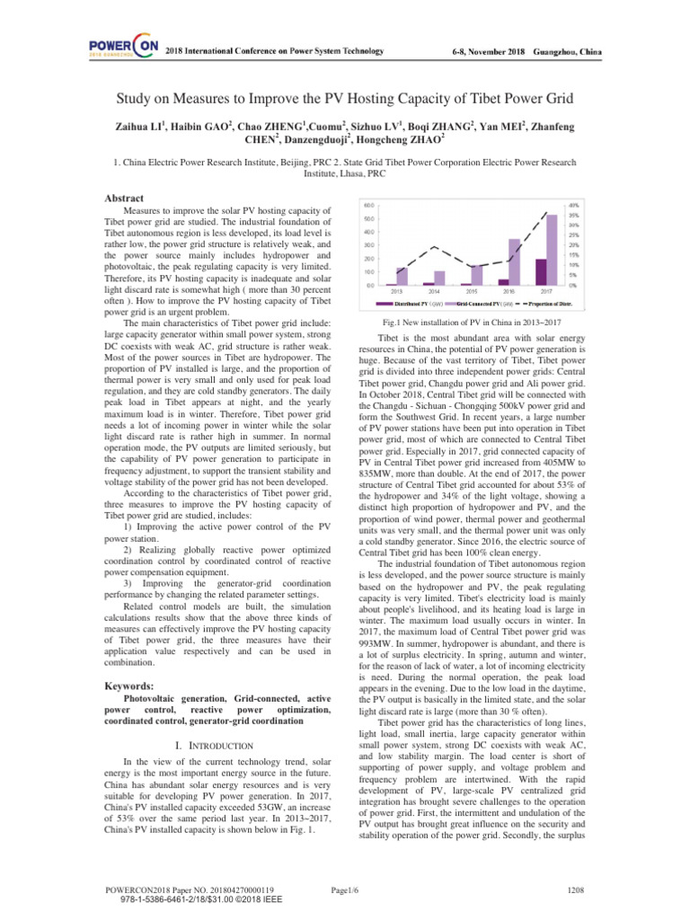 Study On Measures To Improve The PV Hosting Capacity of Tibet Power ...