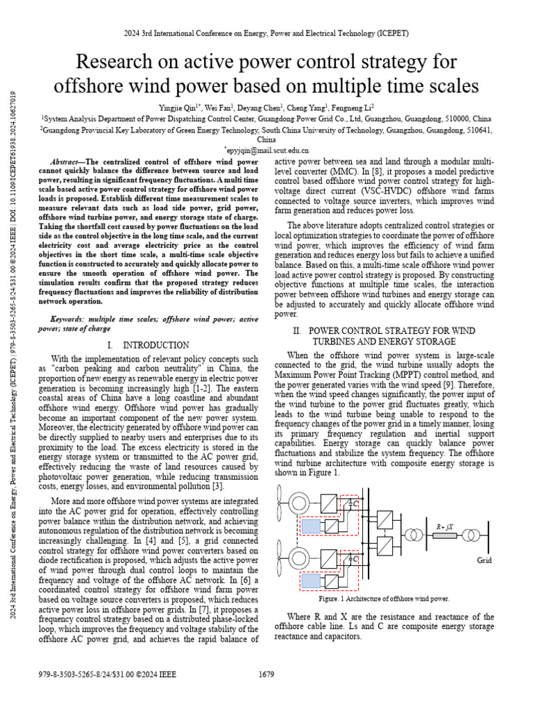 Research On Active Power Control Strategy For Offshore Wind Power Based On Multiple Time Scales ...