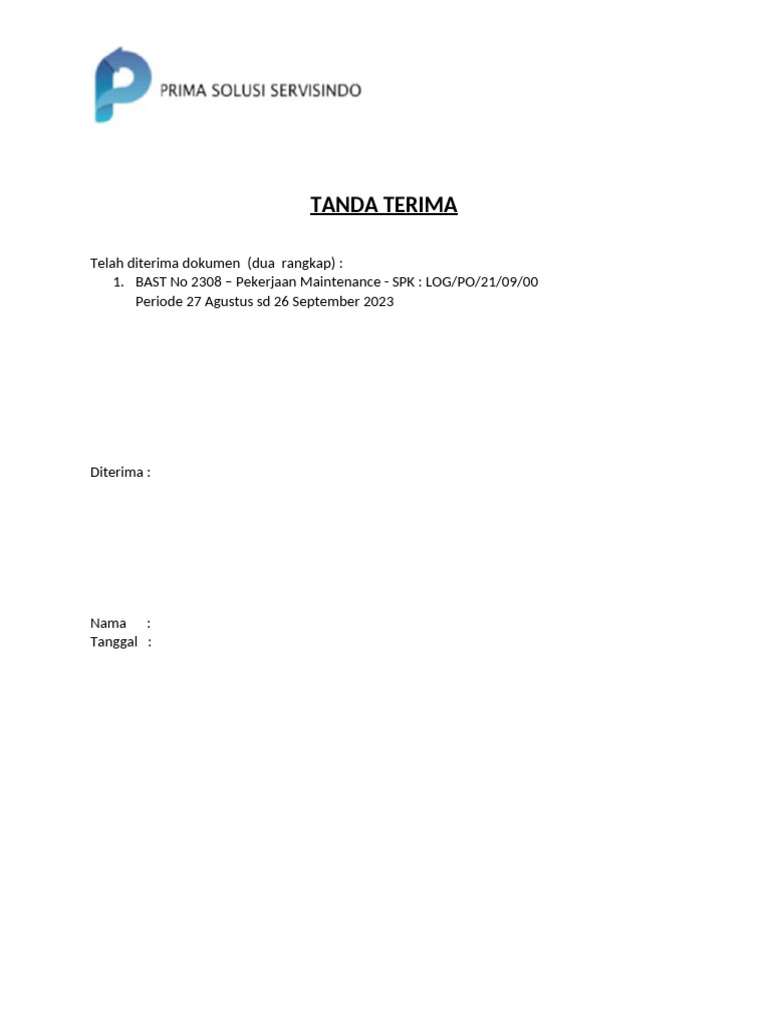 00 TANDA TERIMA II | PDF