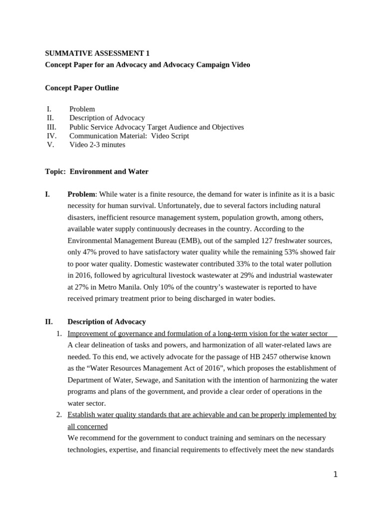 CONCEPT PAPER For A Public Service Advocacy | PDF