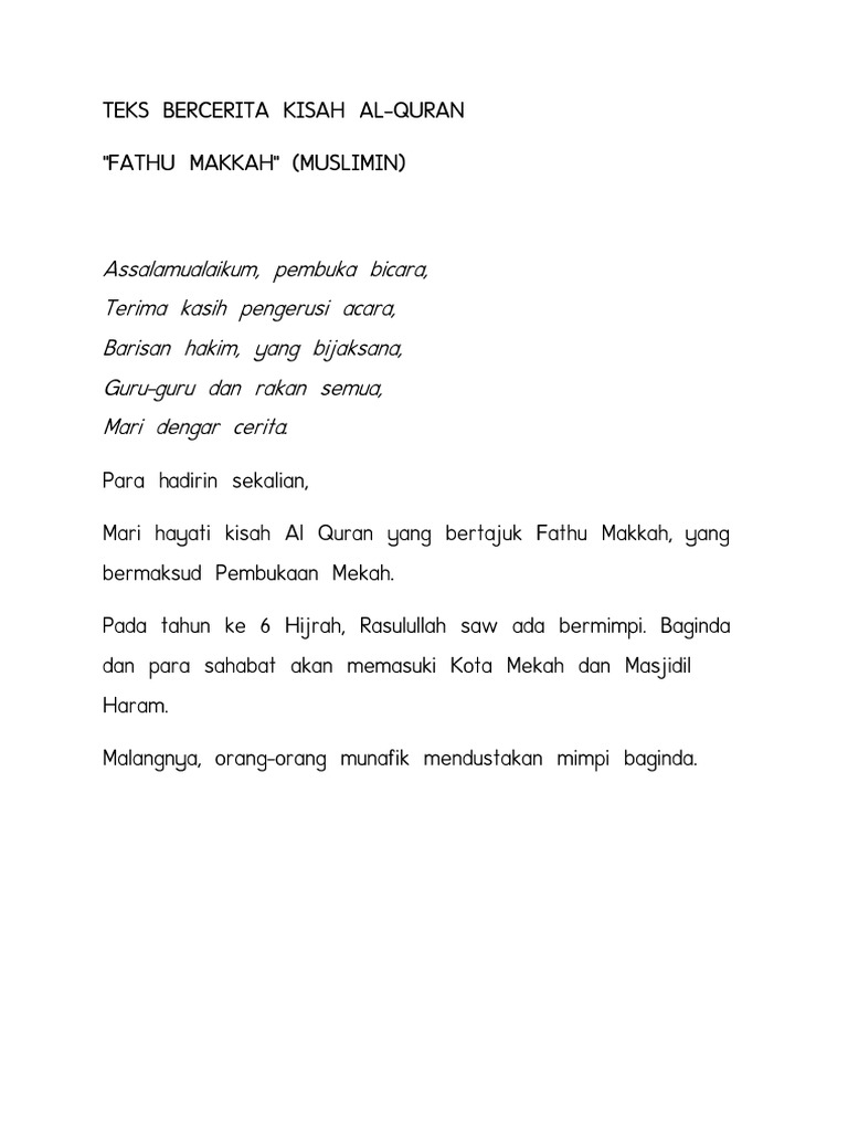 Teks Bercerita Kisah Al Quran (Muslimin) | PDF