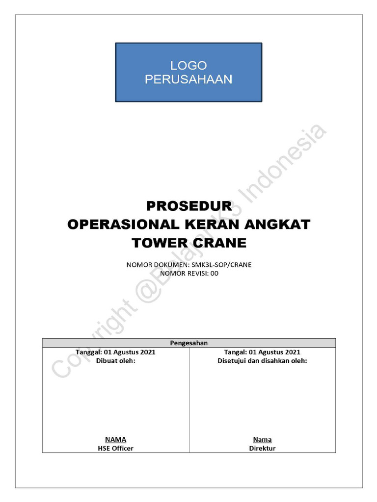 Prosedur Operasional Tower Crane | PDF