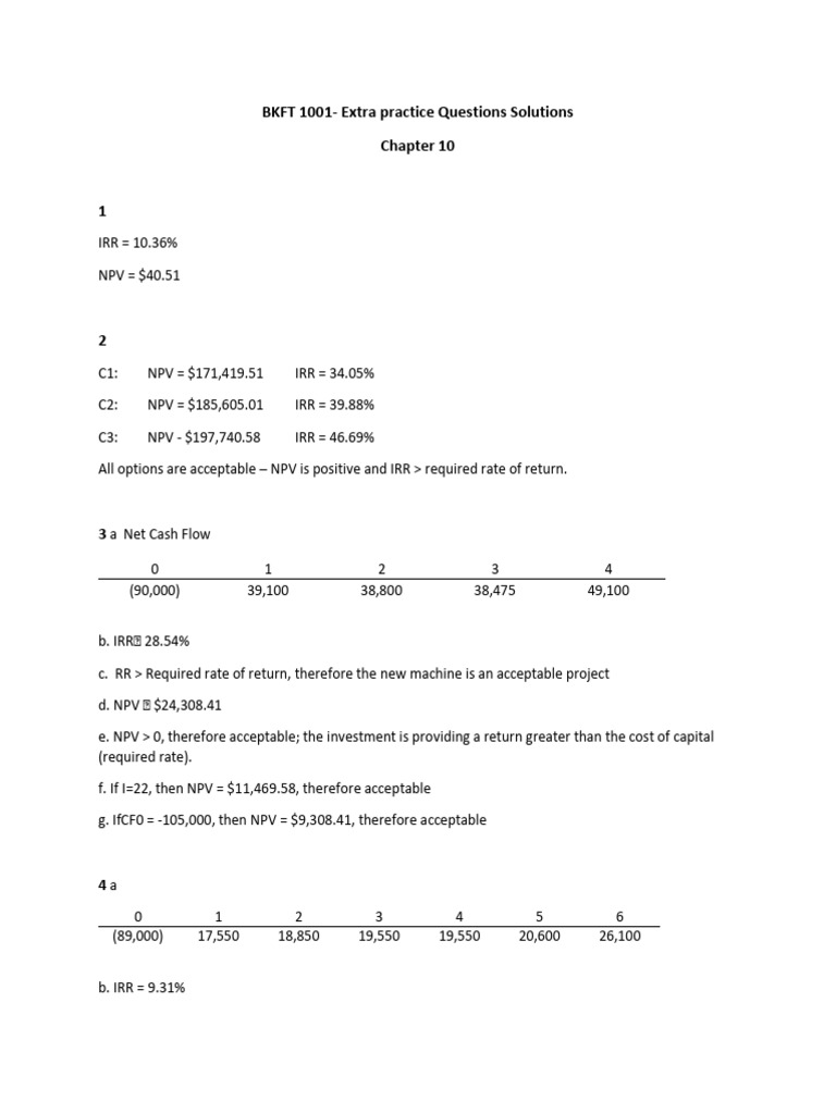 Ch 10 -Extra practice Questions Solutions | PDF