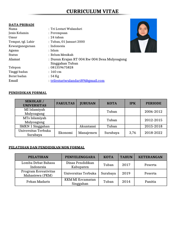 Contoh Surat Lamaran Kerja Docx | PDF