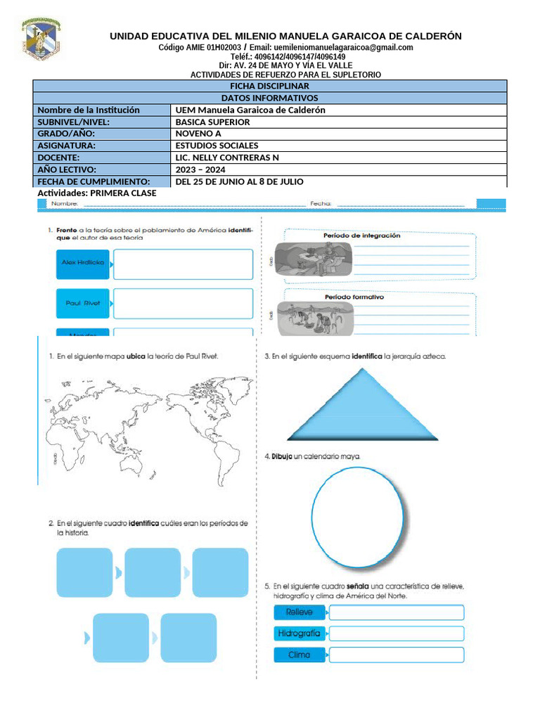 Actividades para Supletorio Noveno | PDF