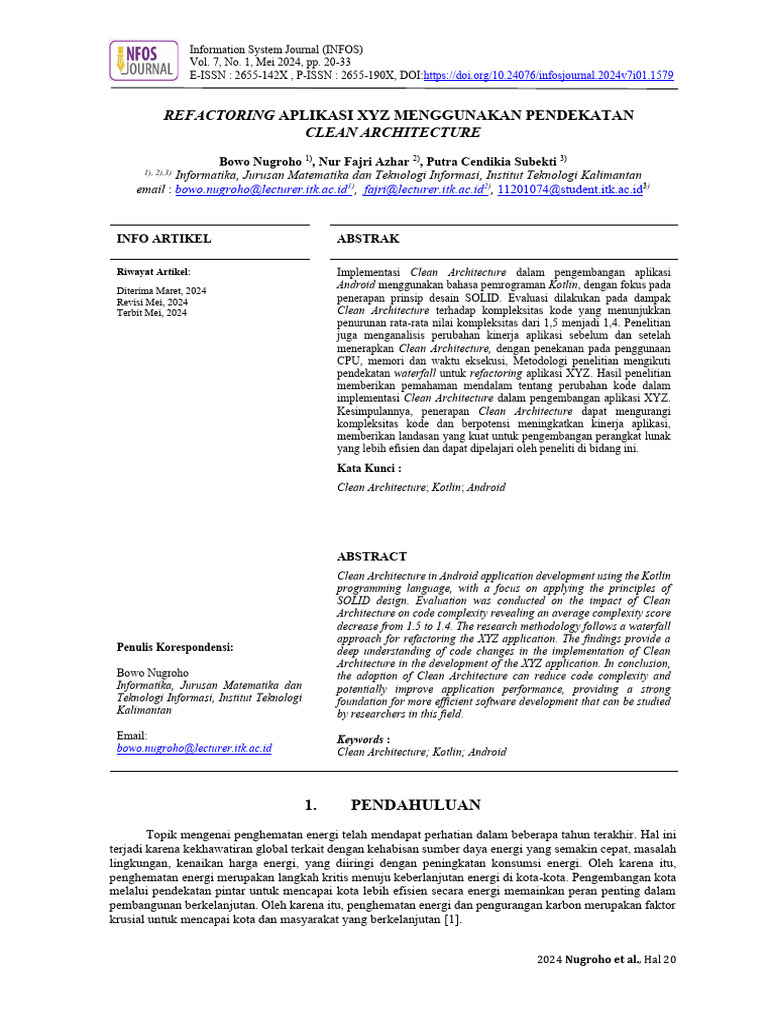Refactoring Aplikasi Xyz Menggunakan Pendekatan Clean Architecture | PDF