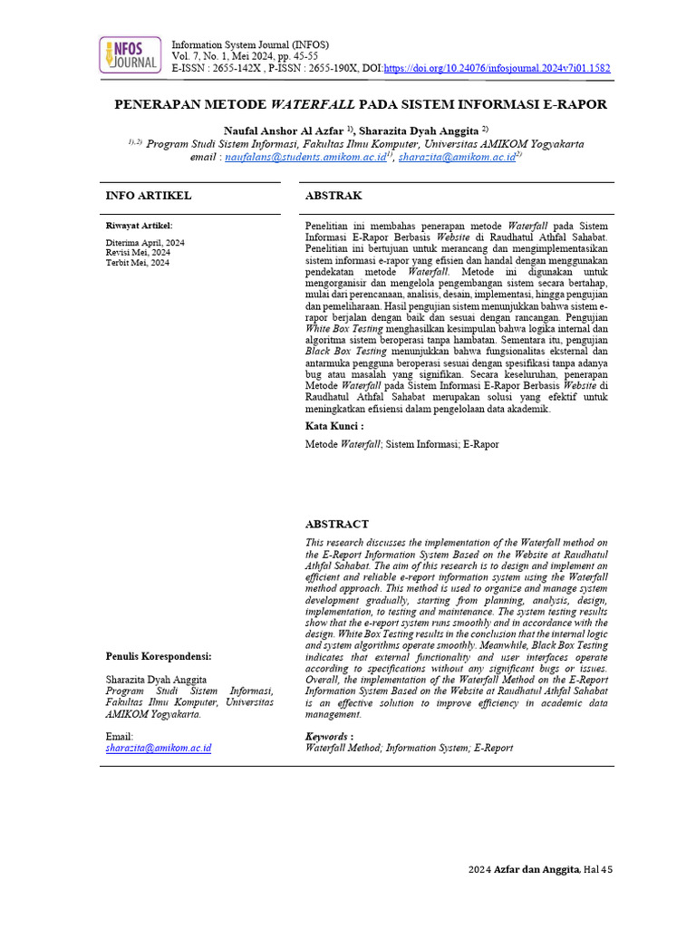 Penerapan Metode Waterfall Pada Sistem Informasi E-Rapor | PDF