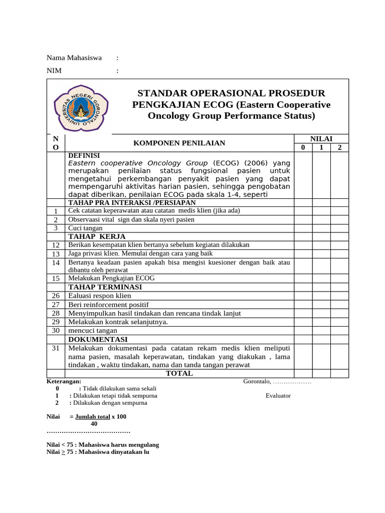 SOP ECOG DAN ESAS | PDF