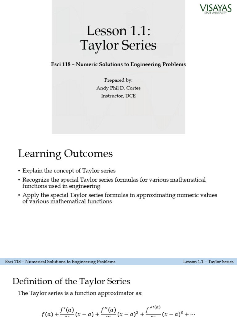 Lesson 1.1 - Taylor Series | PDF