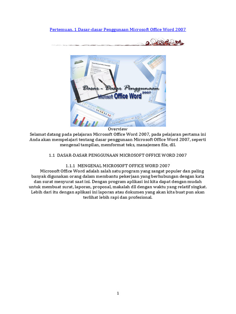 Dasar-Dasar Penggunaan Microsoft Office Word 2007 | PDF