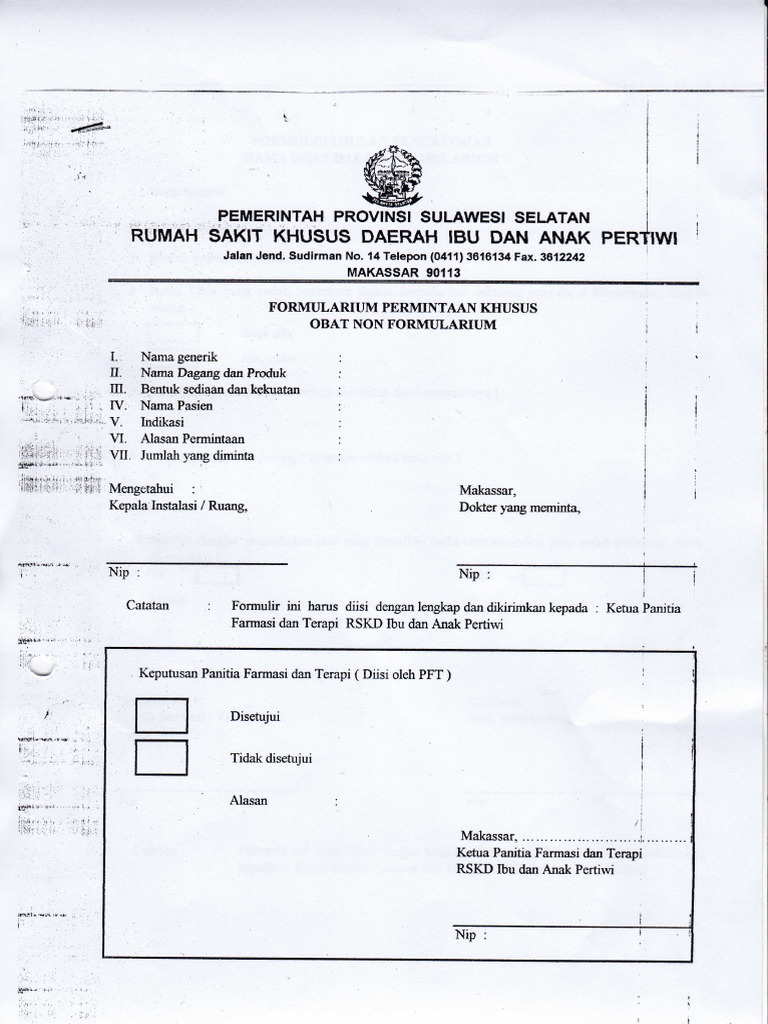 Formulir Usulan Obat Baru | PDF