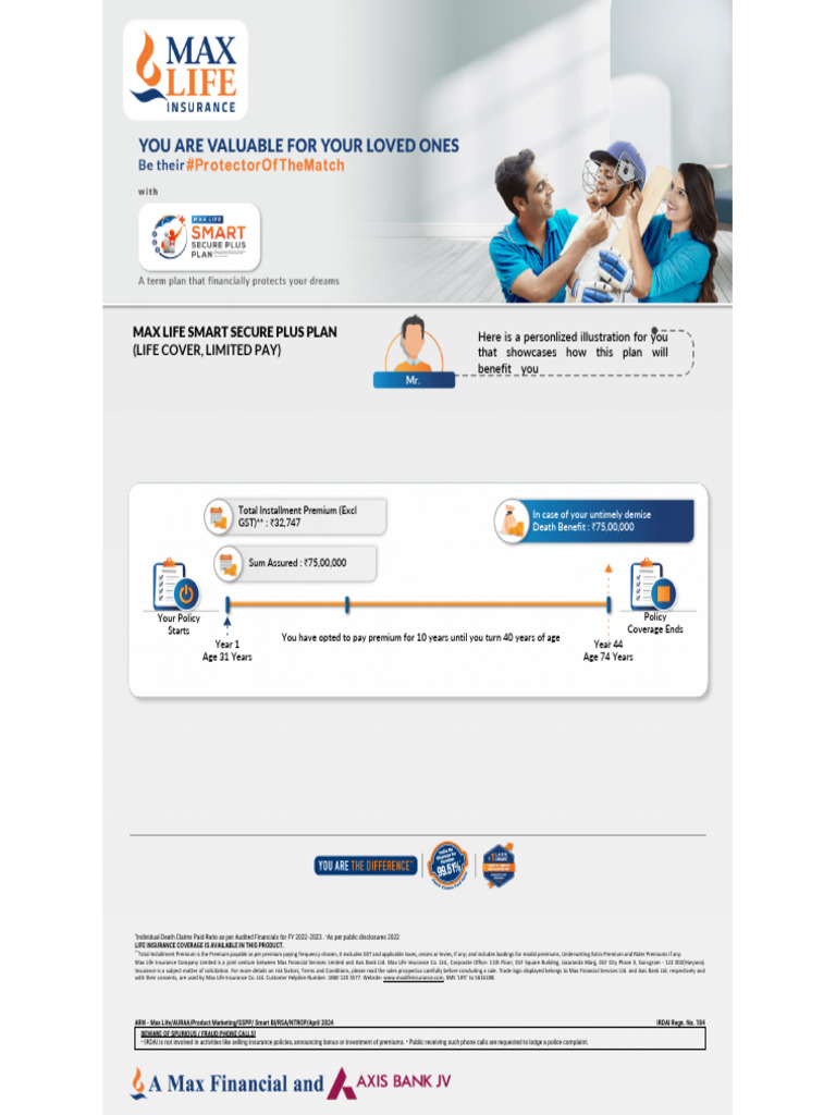 Max Life Smart Secure Plus Plan: (Life Cover, Limited Pay) | PDF