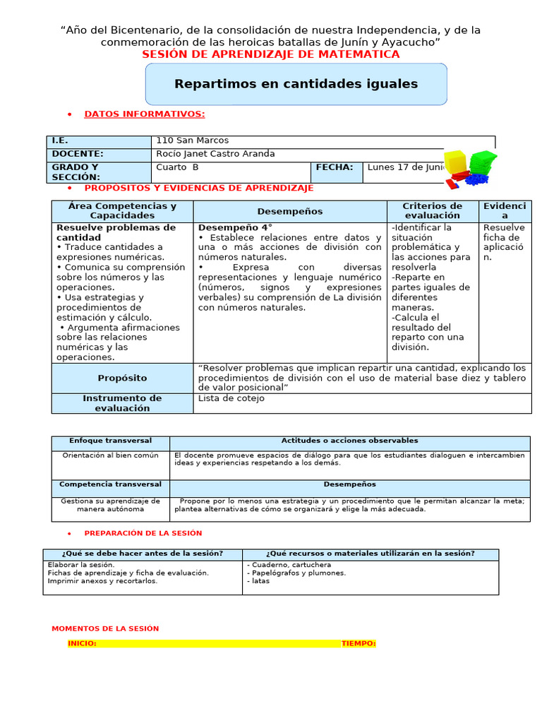 4° SES MATE Lunes 17 REPARTIMOS PARTES IGUALES | PDF