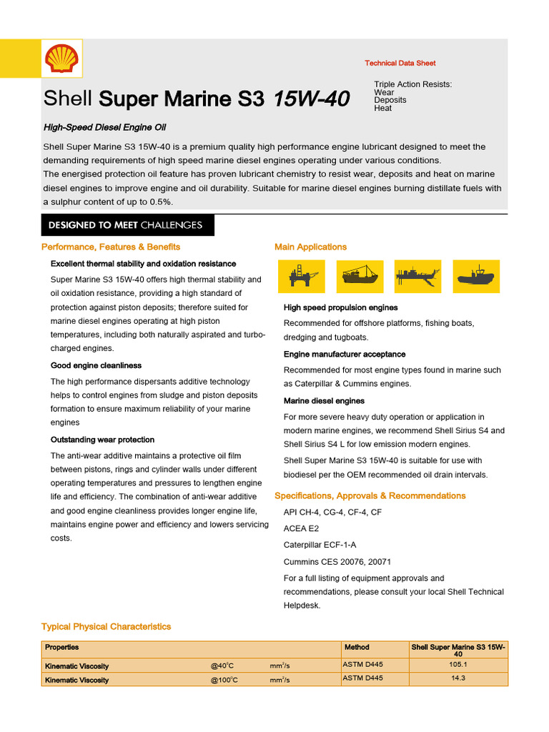 TDS Super Marine S3 15W 40 | PDF