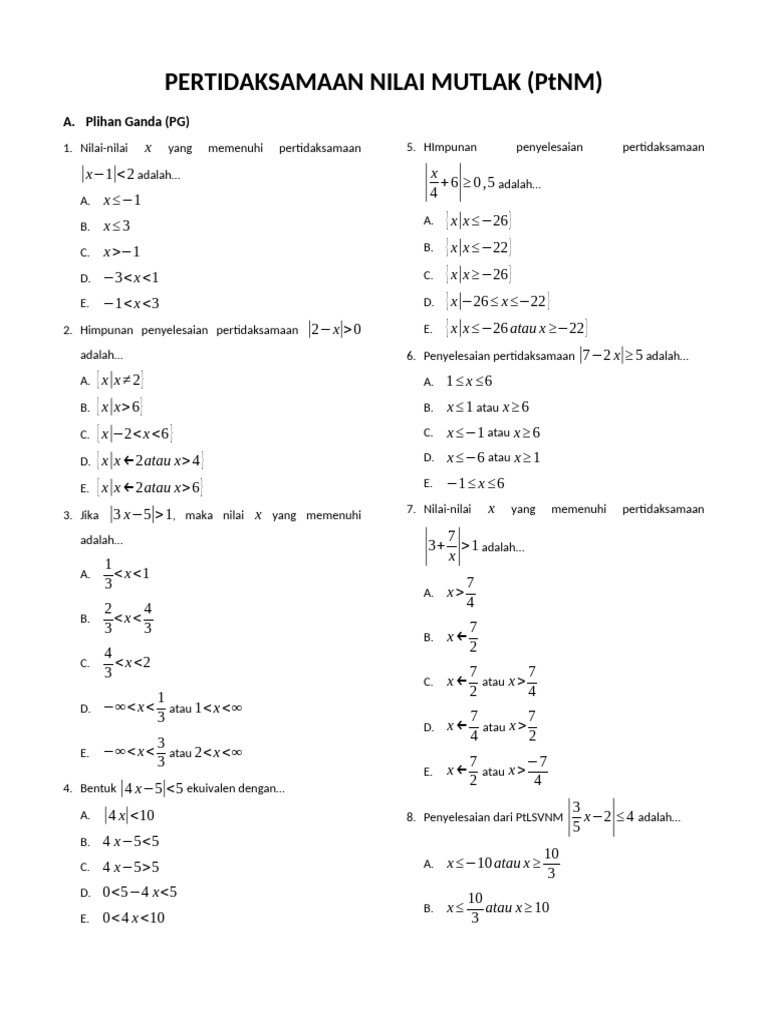 PERTIDAKSAMAAN - Nilai Mutlak | PDF